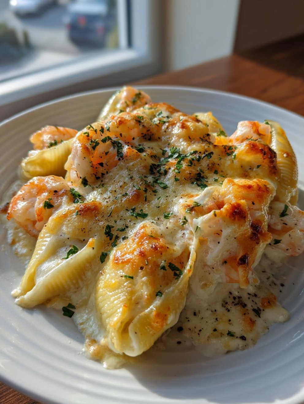 Cheesy Garlic Shrimp Stuffed Shells - Sanji Cuisine