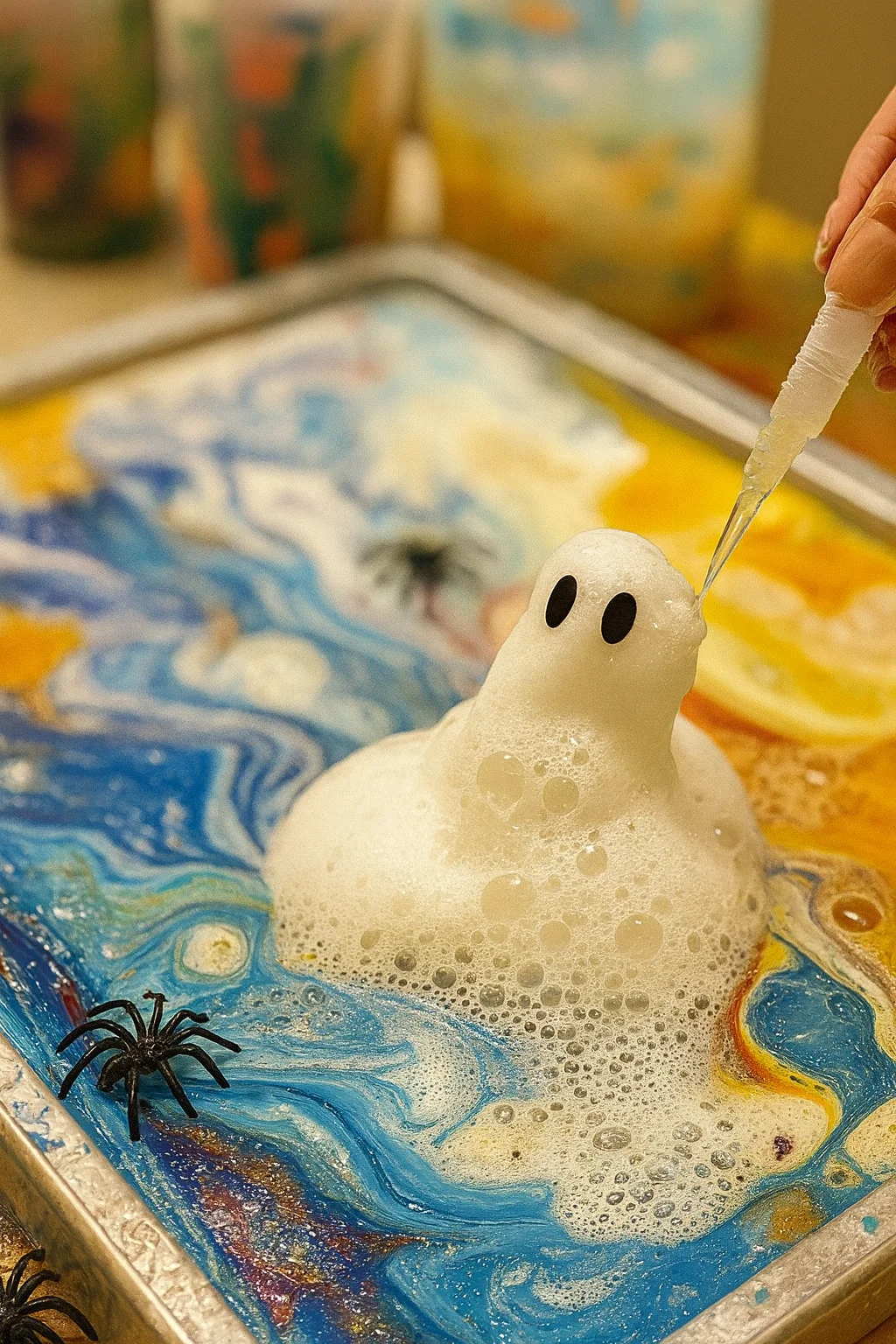 DIY Baking Soda Fizzing Ghost Art Eruption for Halloween 2025 - Sanji ...