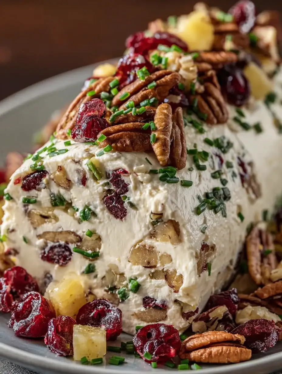 Pineapple Cranberry Holiday Cheese Log (Easy & Festive!)