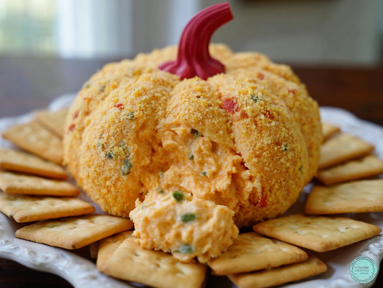 Pumpkin‑Shaped Cheese Ball with Ritz Crackers: A Festive Hit - Sanji ...