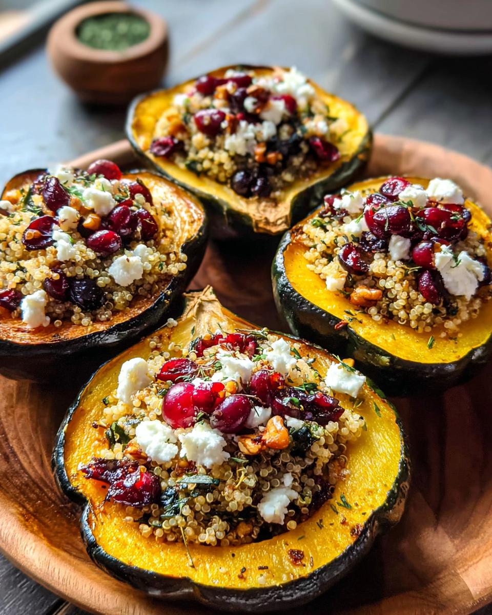 Stuffed Acorn Squash with Cranberries & Goat Cheese Delight - Sanji Cuisine