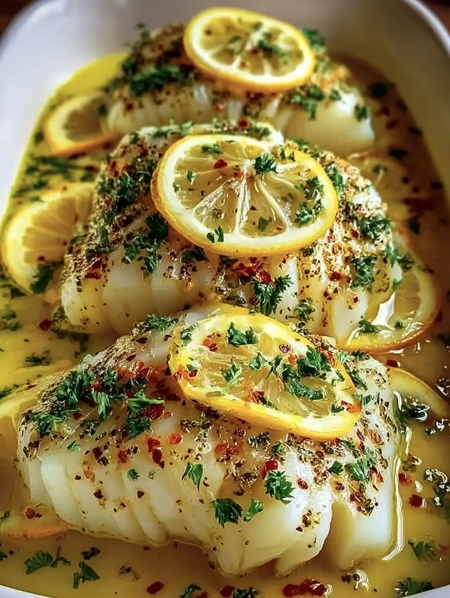 Baked Lemon Garlic Cod with Butter Sauce Recipe
