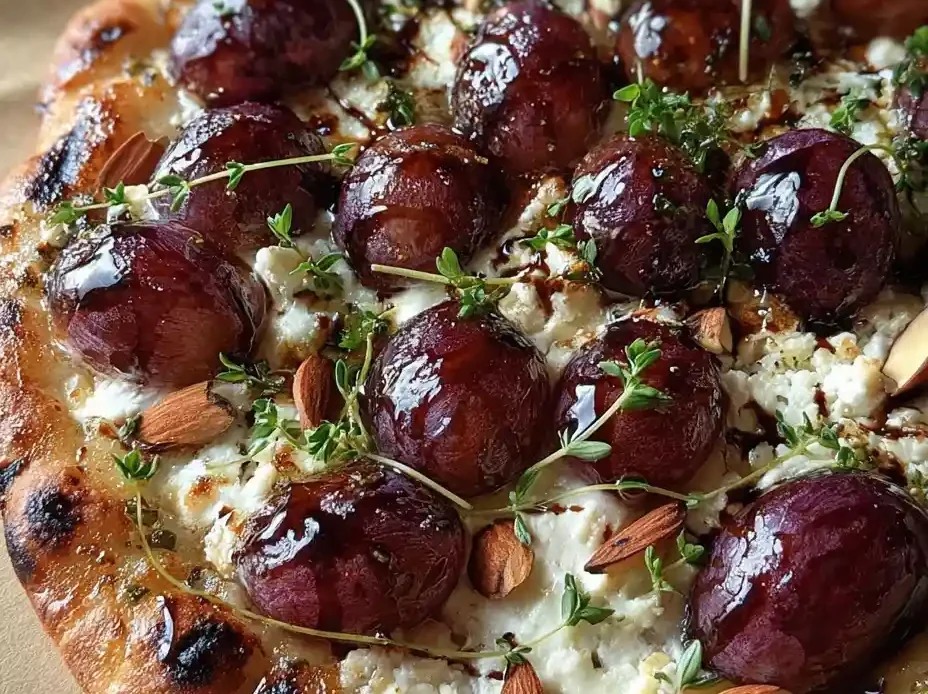 Balsamic Roasted Grapes with Brie | Elegant Flatbread Recipe