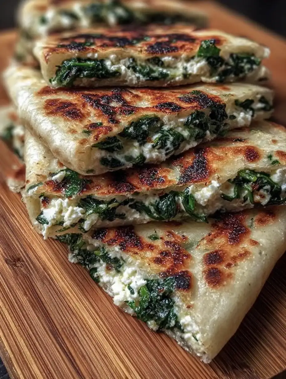 Creamy Feta Spinach Stuffed Flatbread | Easy & Cheesy Recipe