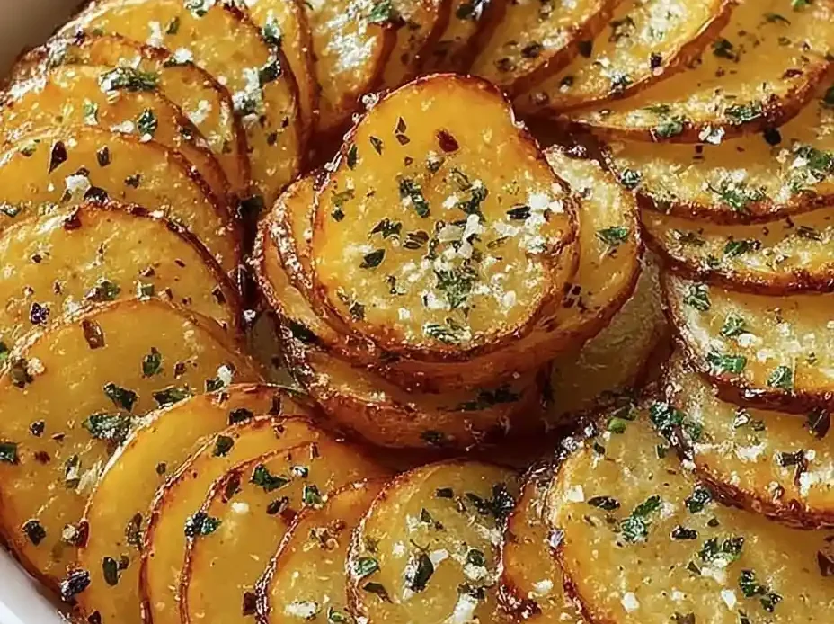 Crispy Garlic Butter Potato Rounds (Easy Oven-Baked Recipe)