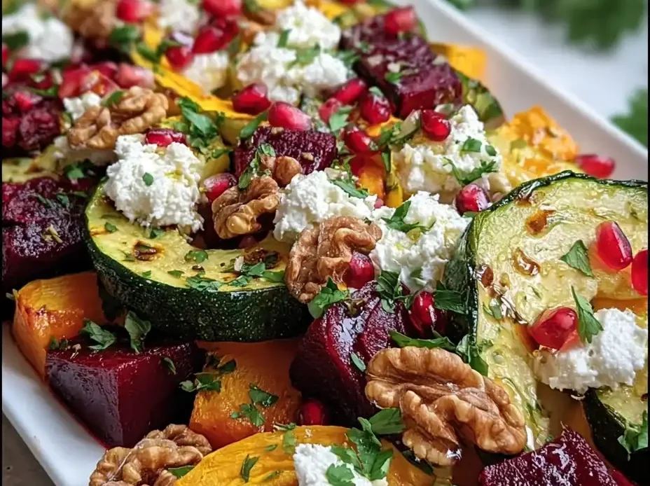 Festive Roasted Veggie Salad with Feta | Easy Holiday Side