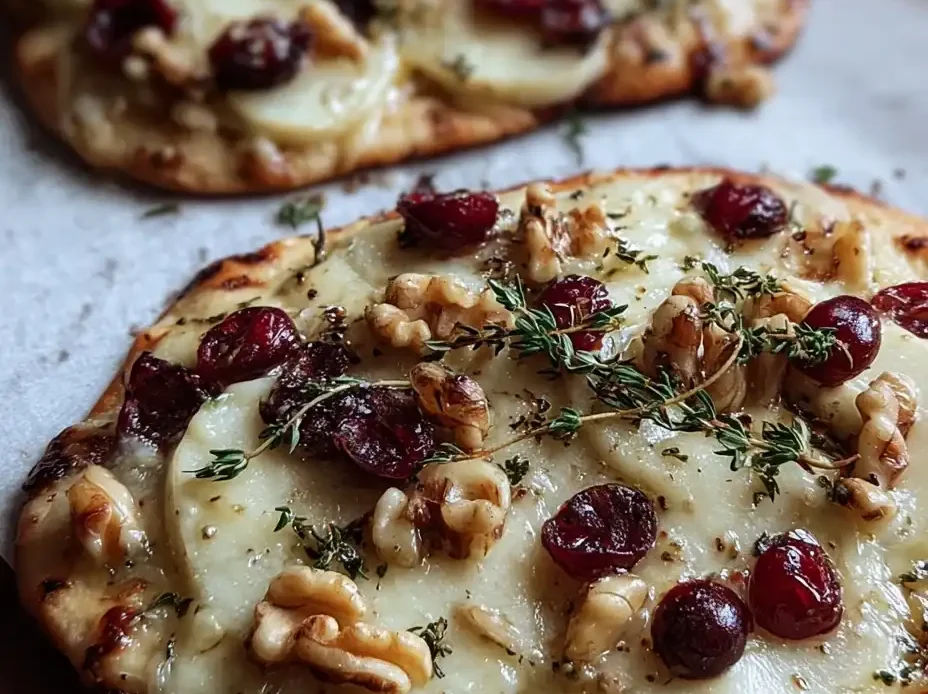 Crispy Flatbread with Brie, Cranberries & Walnuts Recipe