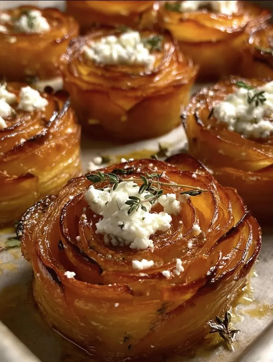Sweet Potato Roses with Whipped Feta & Hot Honey – Elegant Side Dish Recipe