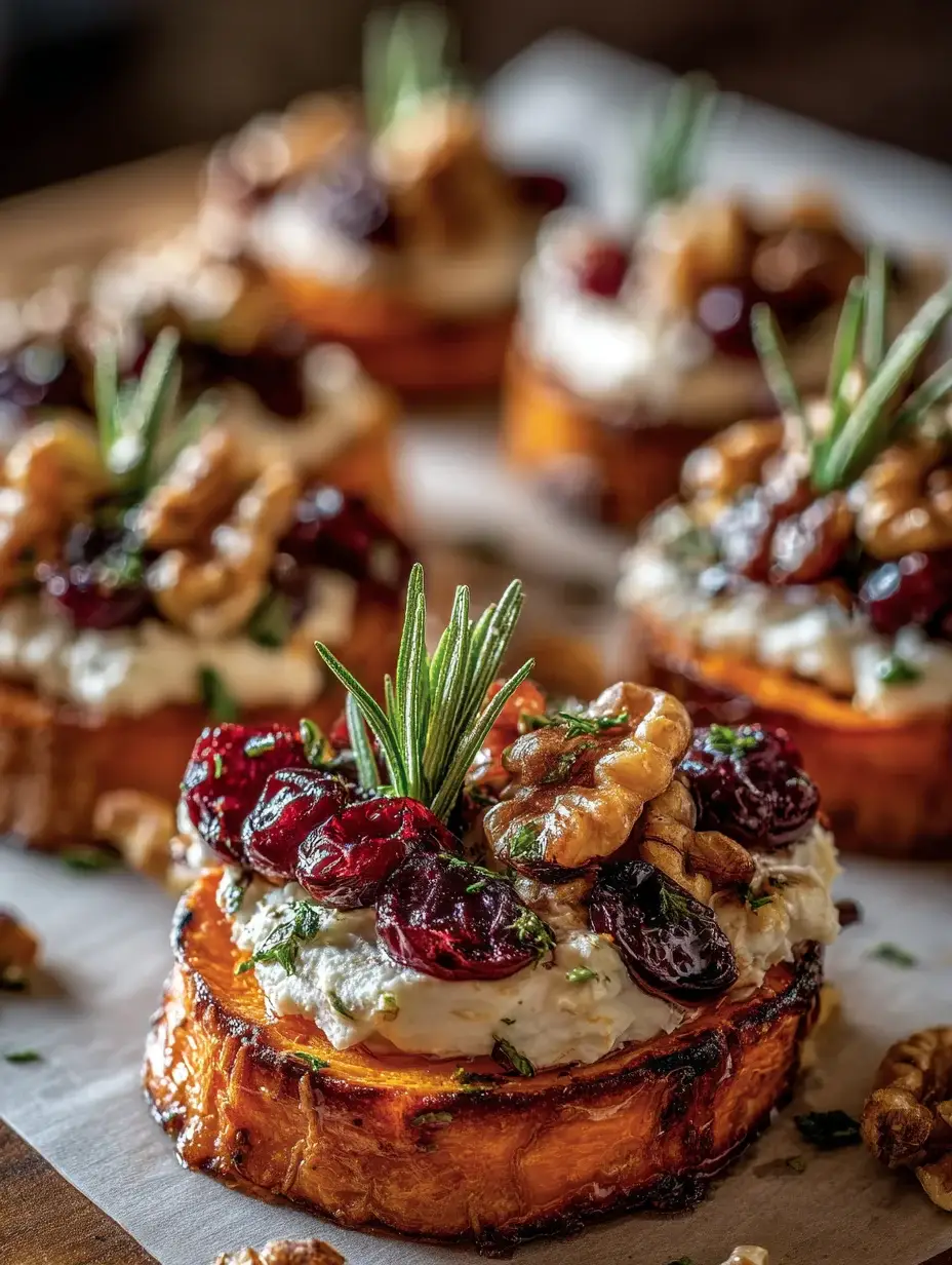 Sweet Potato Rounds with Cranberry Cream Cheese Recipe