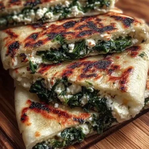 Creamy Feta Spinach Stuffed Flatbread | Easy & Cheesy Recipe