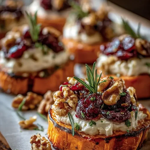 Sweet Potato Rounds with Cranberry Cream Cheese Recipe