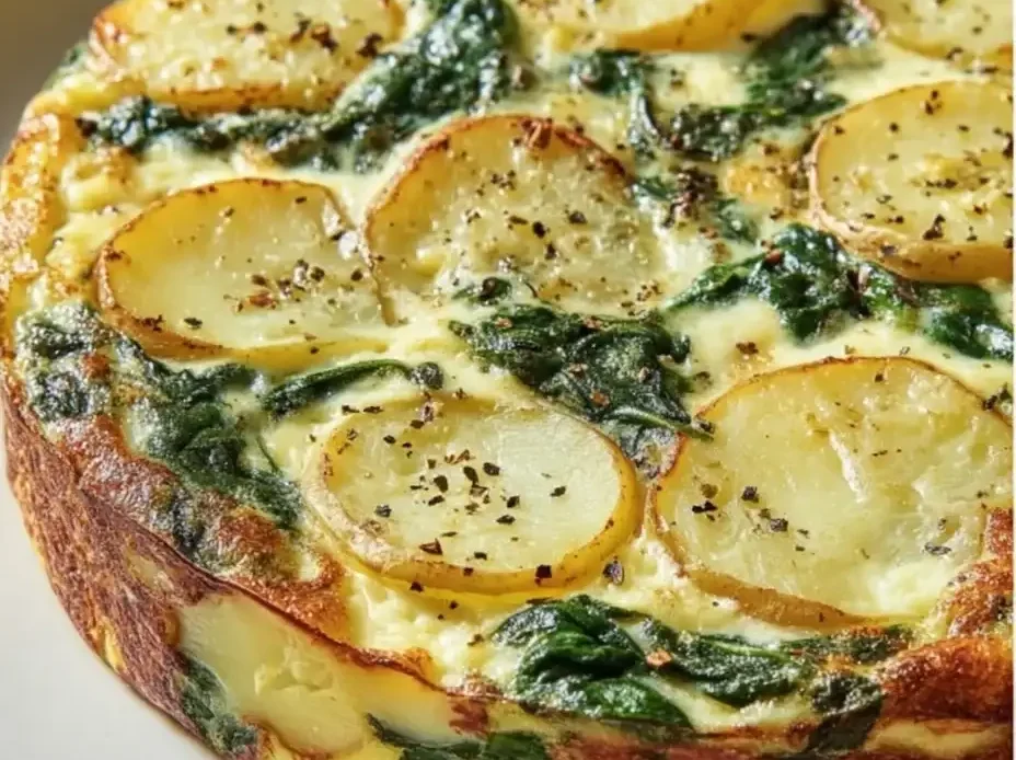 Cheesy Potato Spinach Quiche (Easy Crustless Recipe)