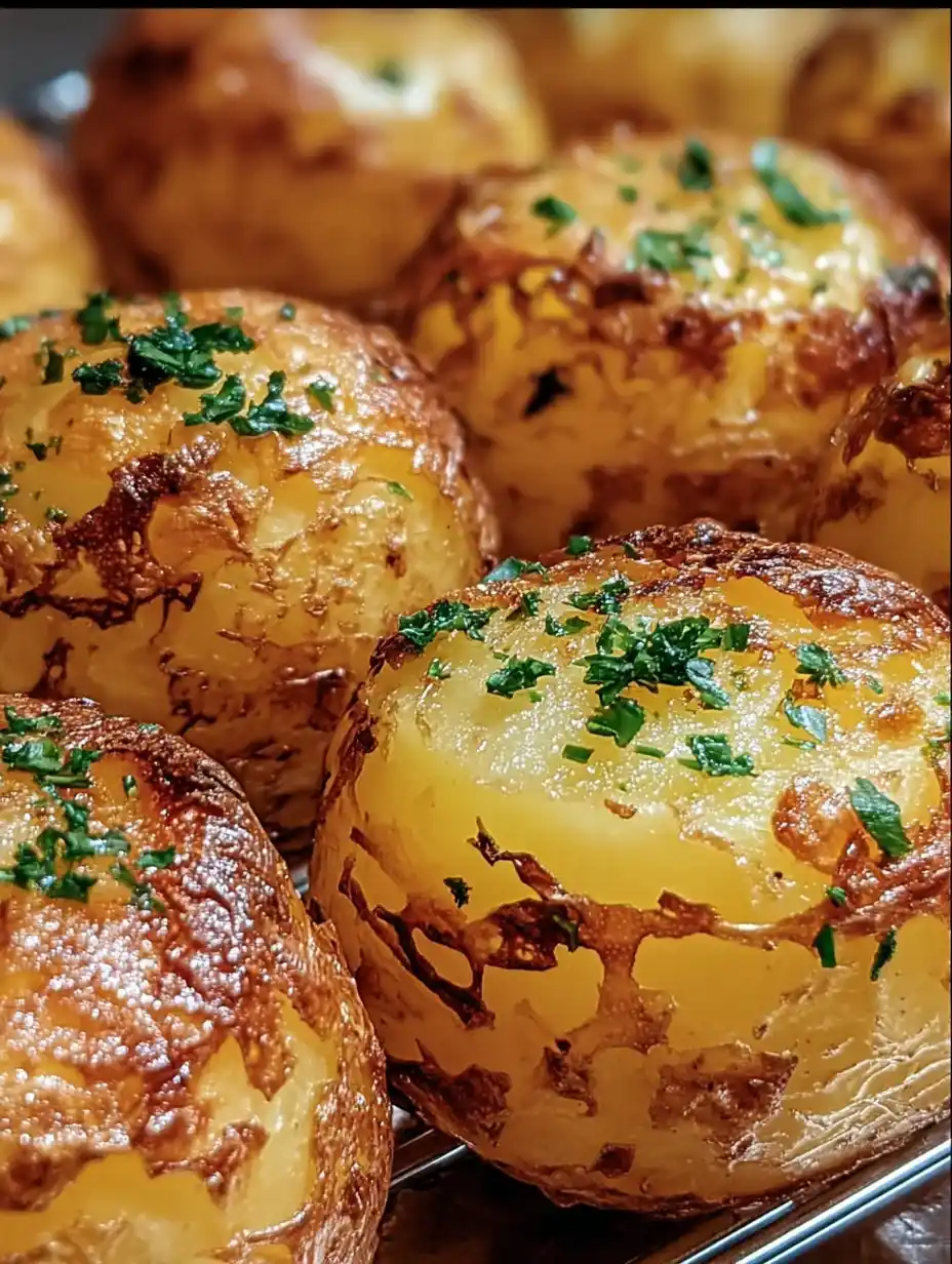 Crispy Potato Cheese Bombs with Garlic Butter (Baked)