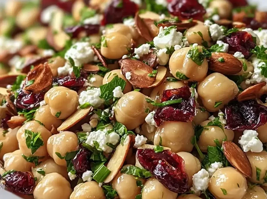 Festive Chickpea Salad with Cranberries & Feta