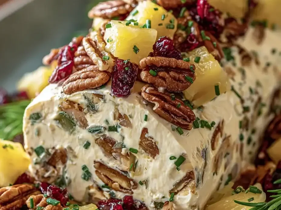 Pineapple Cranberry Holiday Cheese Log (Easy Festive Appetizer)