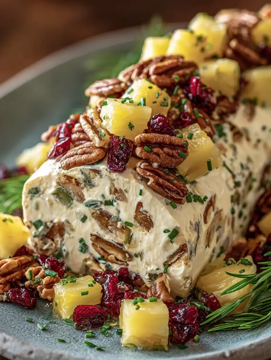 Pineapple Cranberry Holiday Cheese Log (Easy Festive Appetizer)