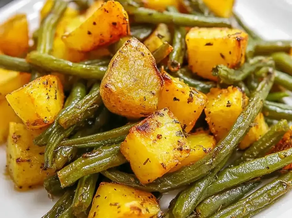 Roasted Potatoes and Green Beans (Crispy & Garlicky!)