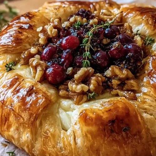 Cheesy Brie Tart with Cranberries, Walnuts & Hot Honey