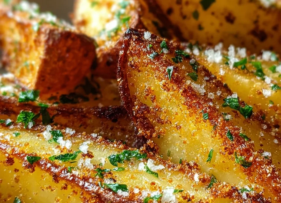 Crispy Baked Garlic Parmesan Potato Wedges Recipe