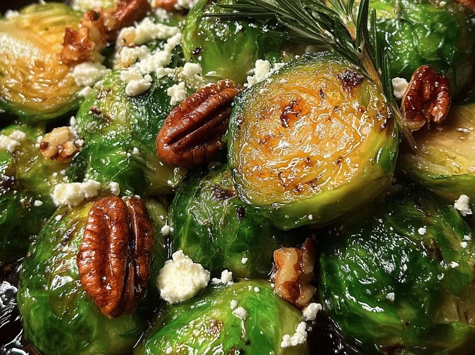 Caramelized Brussels Sprouts with Feta & Cranberry Glaze