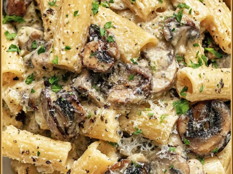 Creamy Hummus Pasta with Sautéed Mushrooms (Vegan)