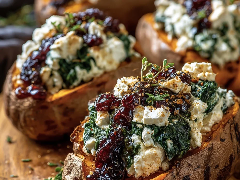 Creamy Ricotta Spinach Stuffed Sweet Potatoes Recipe