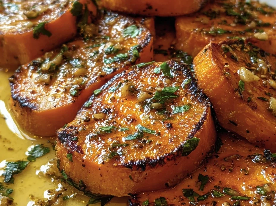 Garlic Butter Roasted Sweet Potatoes Recipe