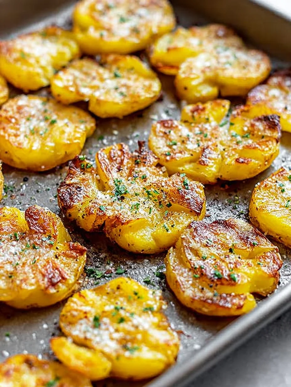 Crispy Garlic Parmesan Smashed Potatoes Recipe