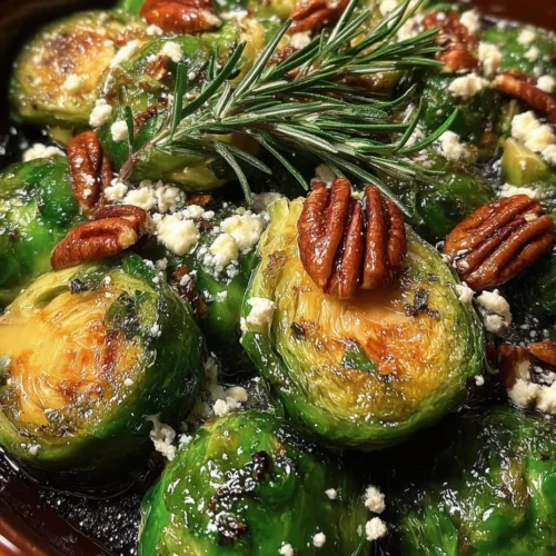 Caramelized Brussels Sprouts with Feta & Cranberry Glaze
