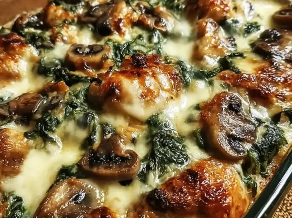 Chicken Spinach and Mushroom Oven Dish