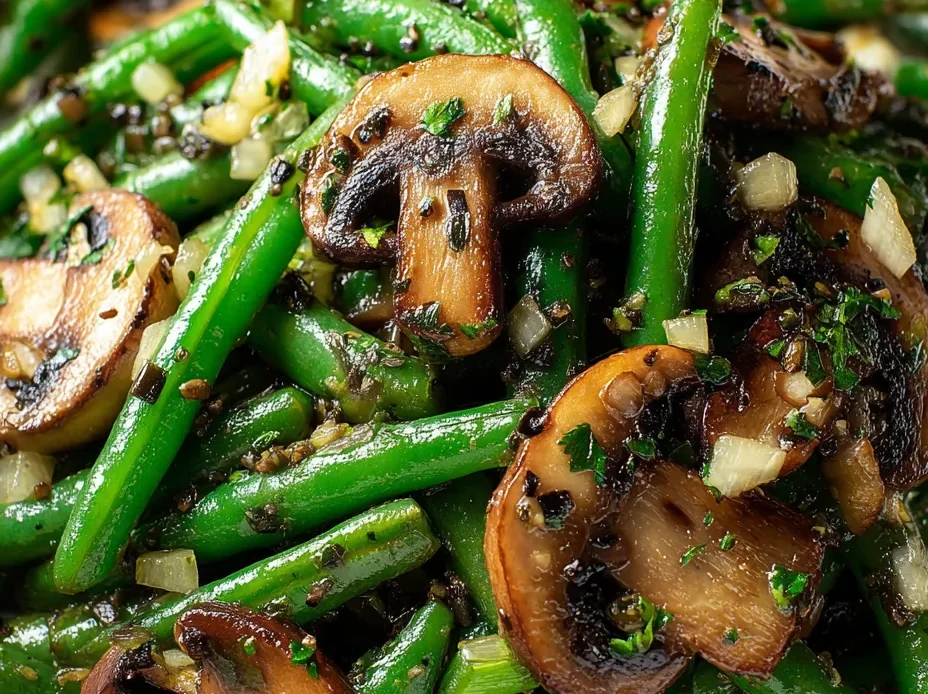 Garlic Butter Green Beans and Mushrooms Recipe